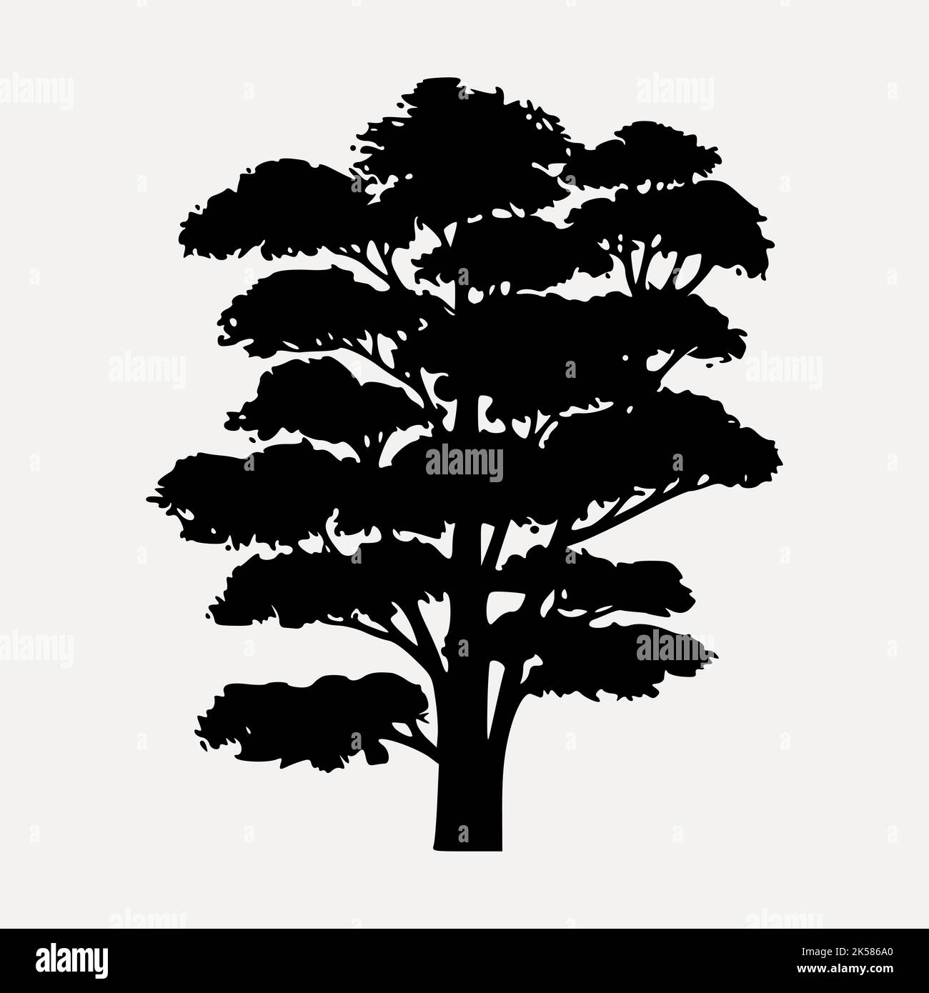 Tree silhouette clipart, nature illustration in black vector Stock ...