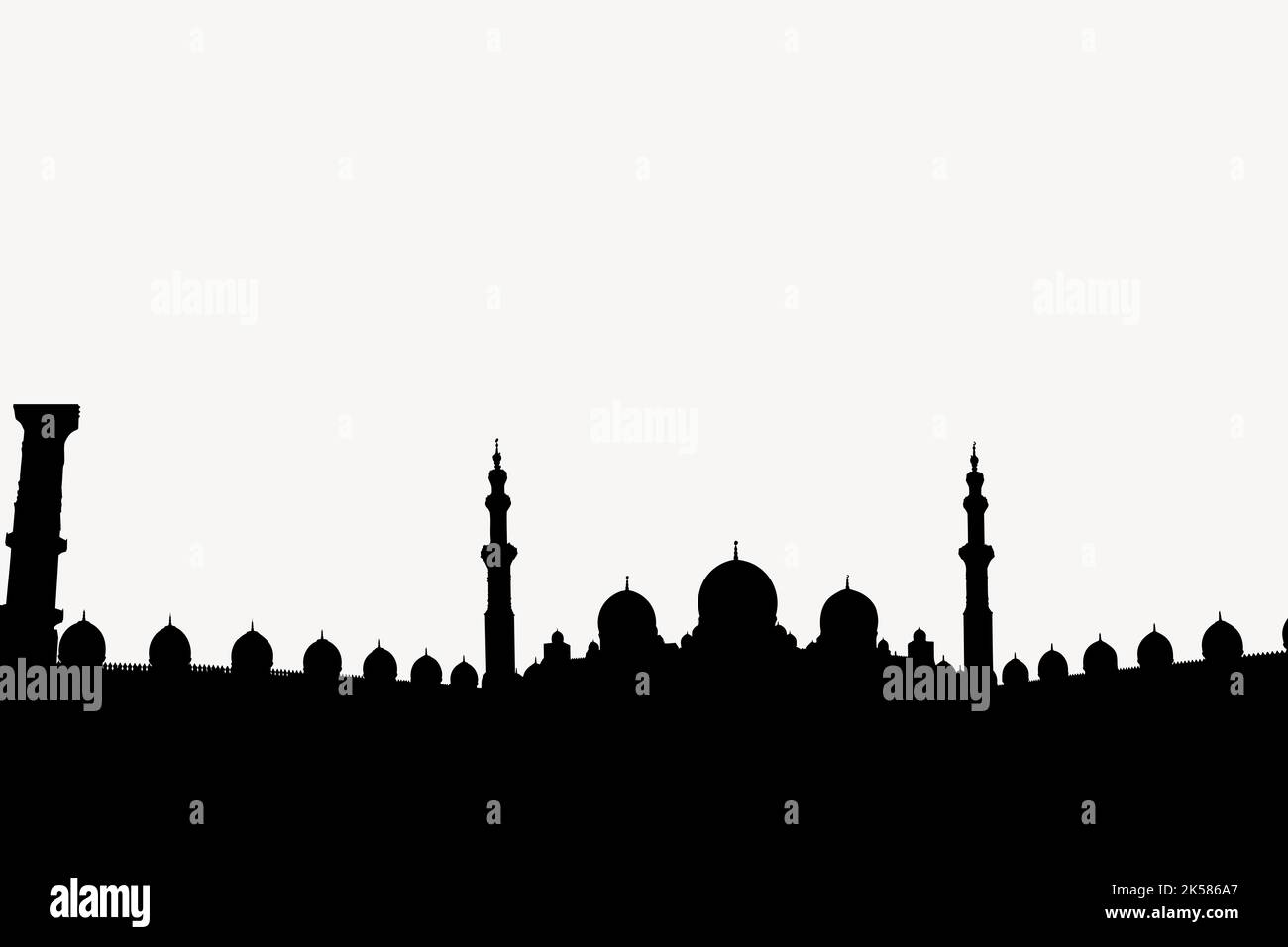 Taj Mahal mosque silhouette border, Indian landmark illustration in ...