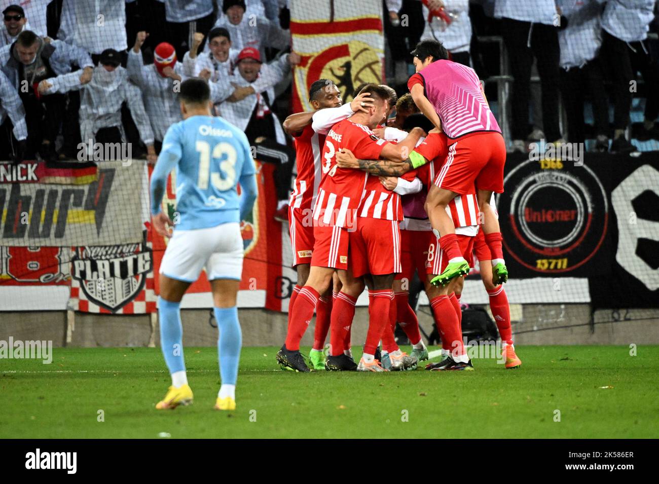Malmö, Sweden, 6 October 2022. Union Berlin's players celebrate after ...