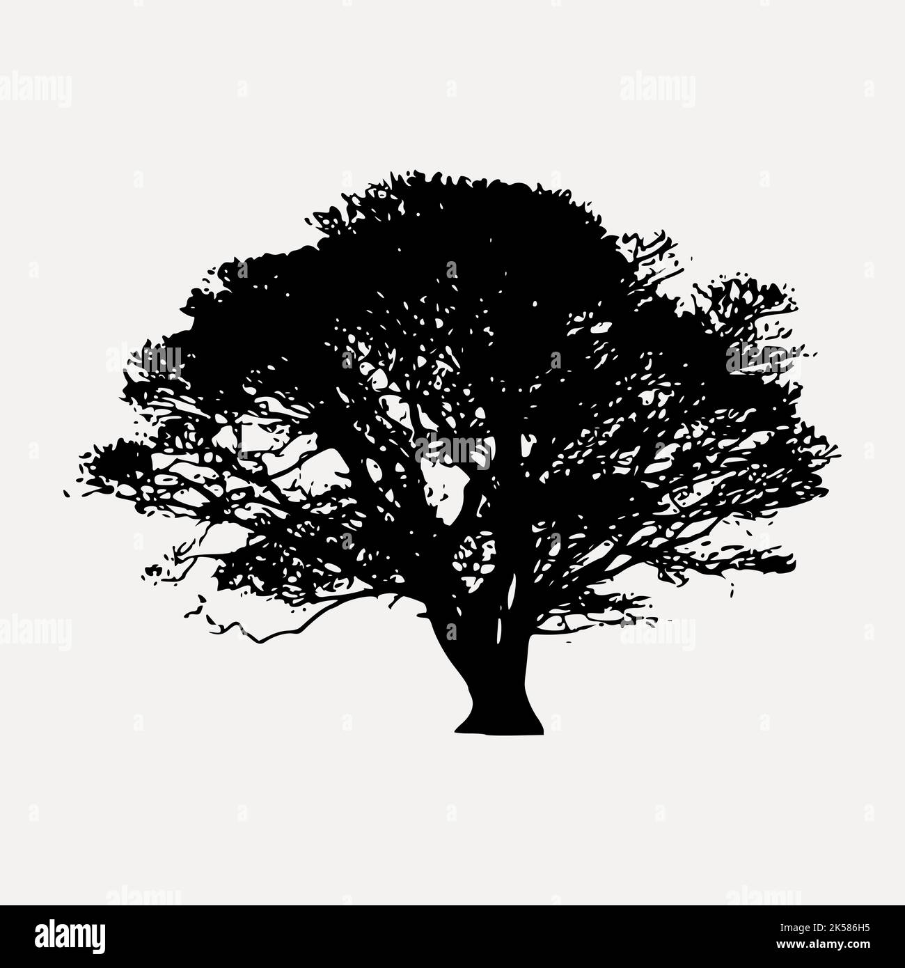 Gray tree silhouette clipart, nature illustration in black vector Stock ...