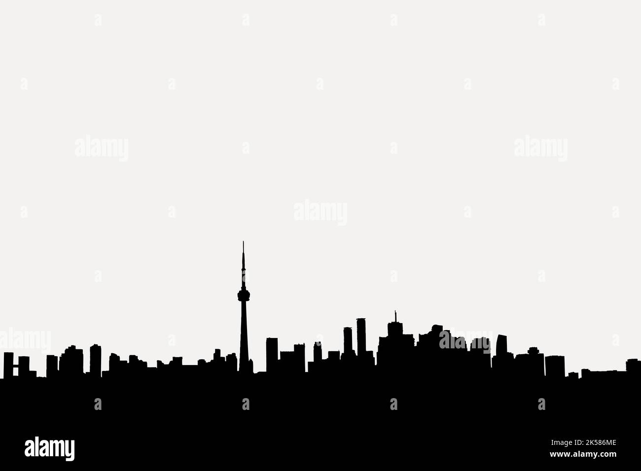 Toronto skyline silhouette border, cityscape illustration in black ...