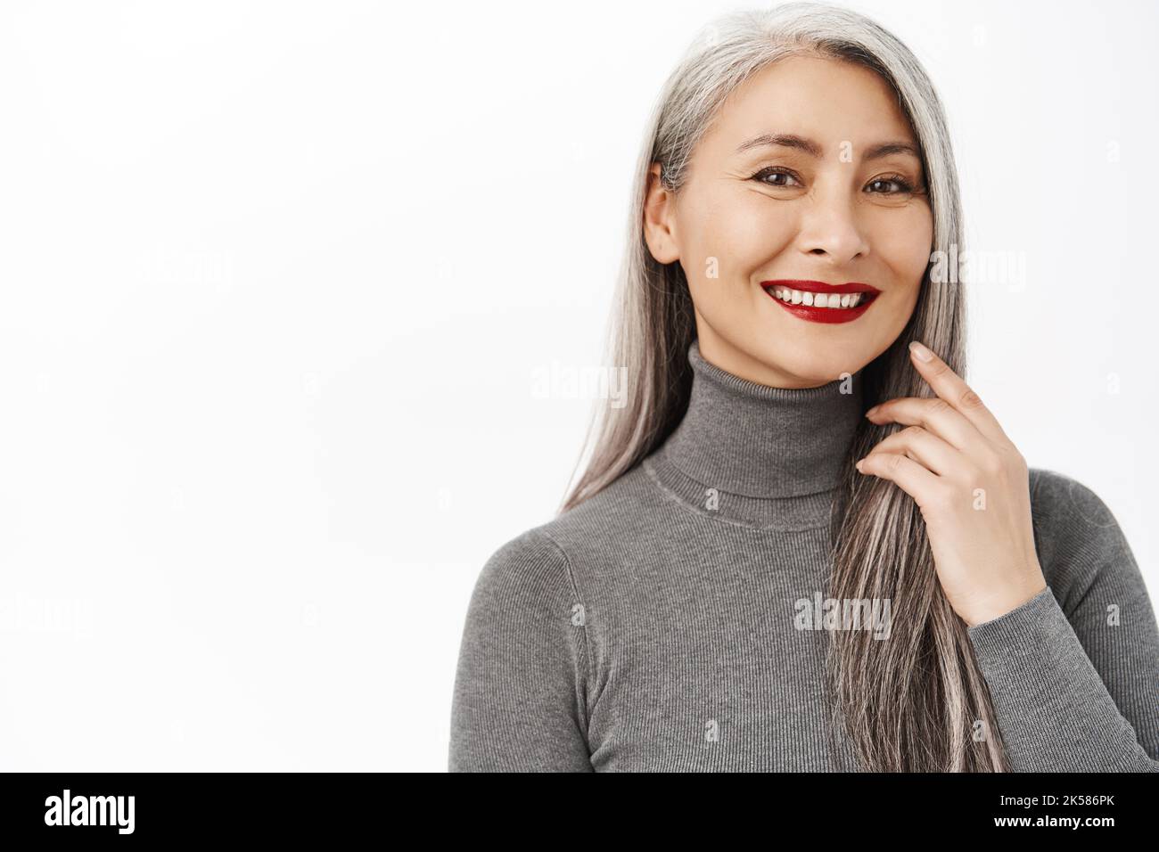 Close up portrait of beautiful asian female model, middle-aged ...