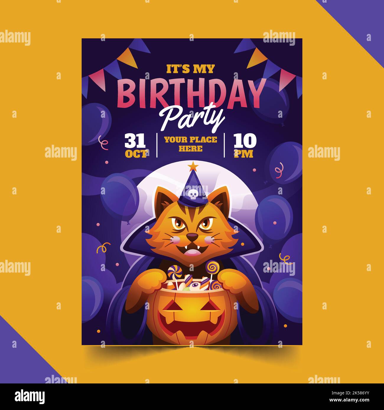 gradient halloween birthday invitation template vector design ...