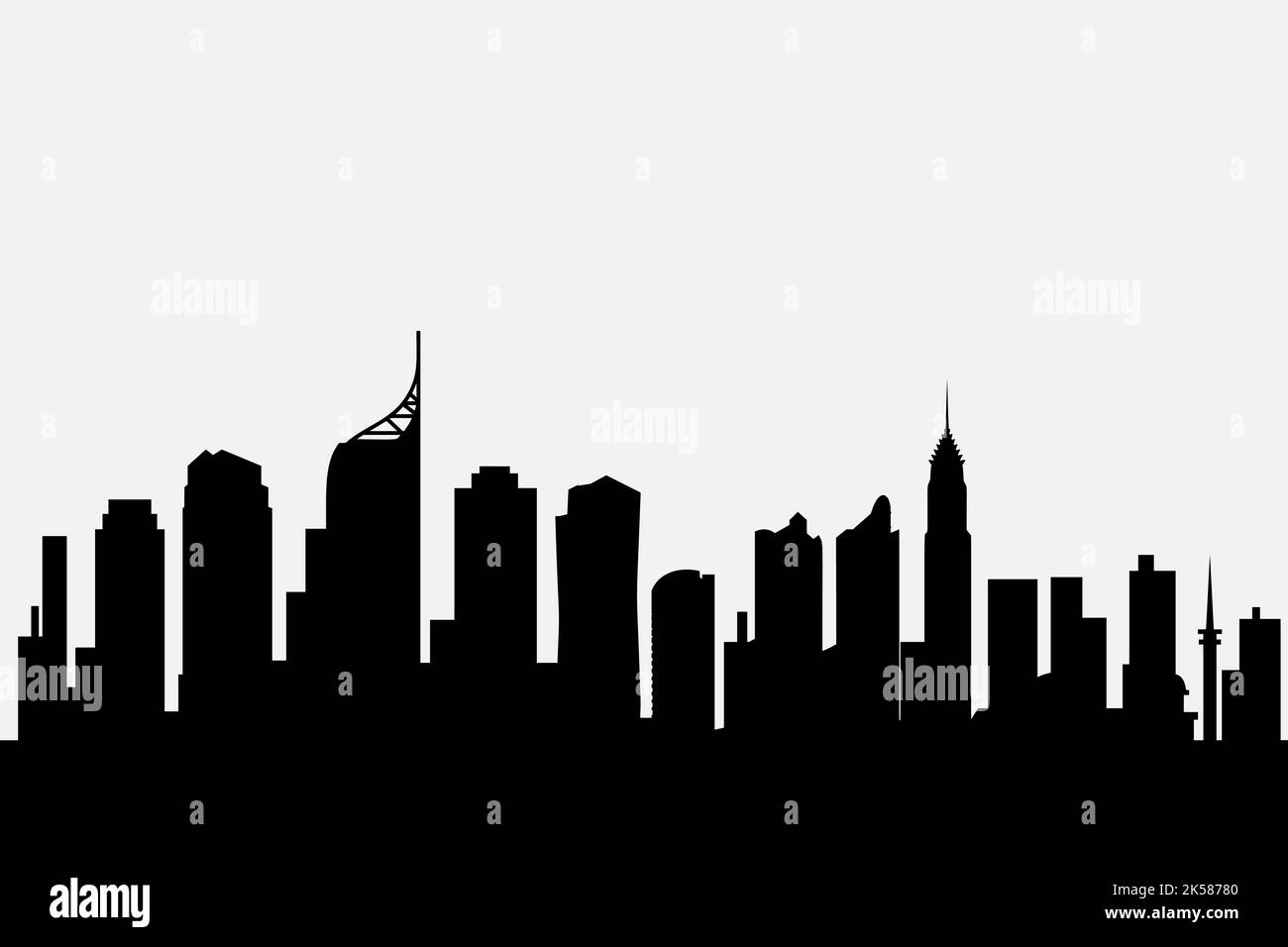 Jakarta skyline silhouette border, city illustration in black vector ...