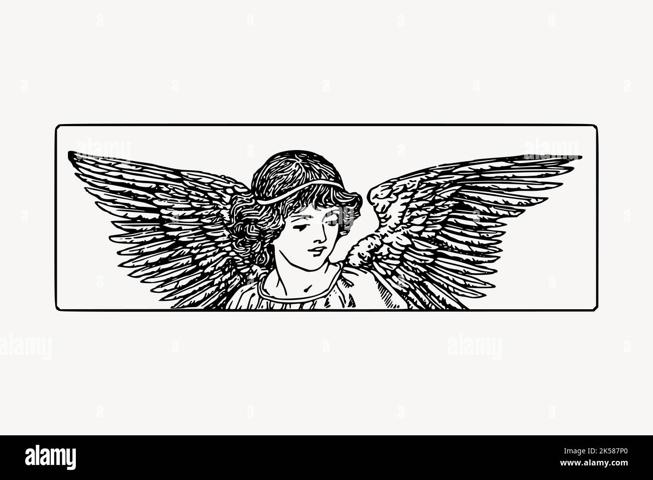 Angel border clipart, vintage illustration vector Stock Vector Image ...