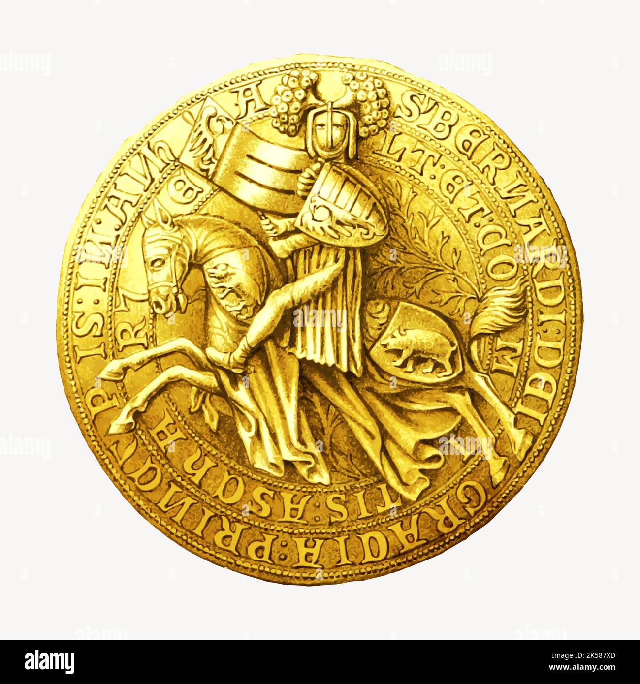 Medieval coin clipart, vintage illustration vector Stock Vector Image ...