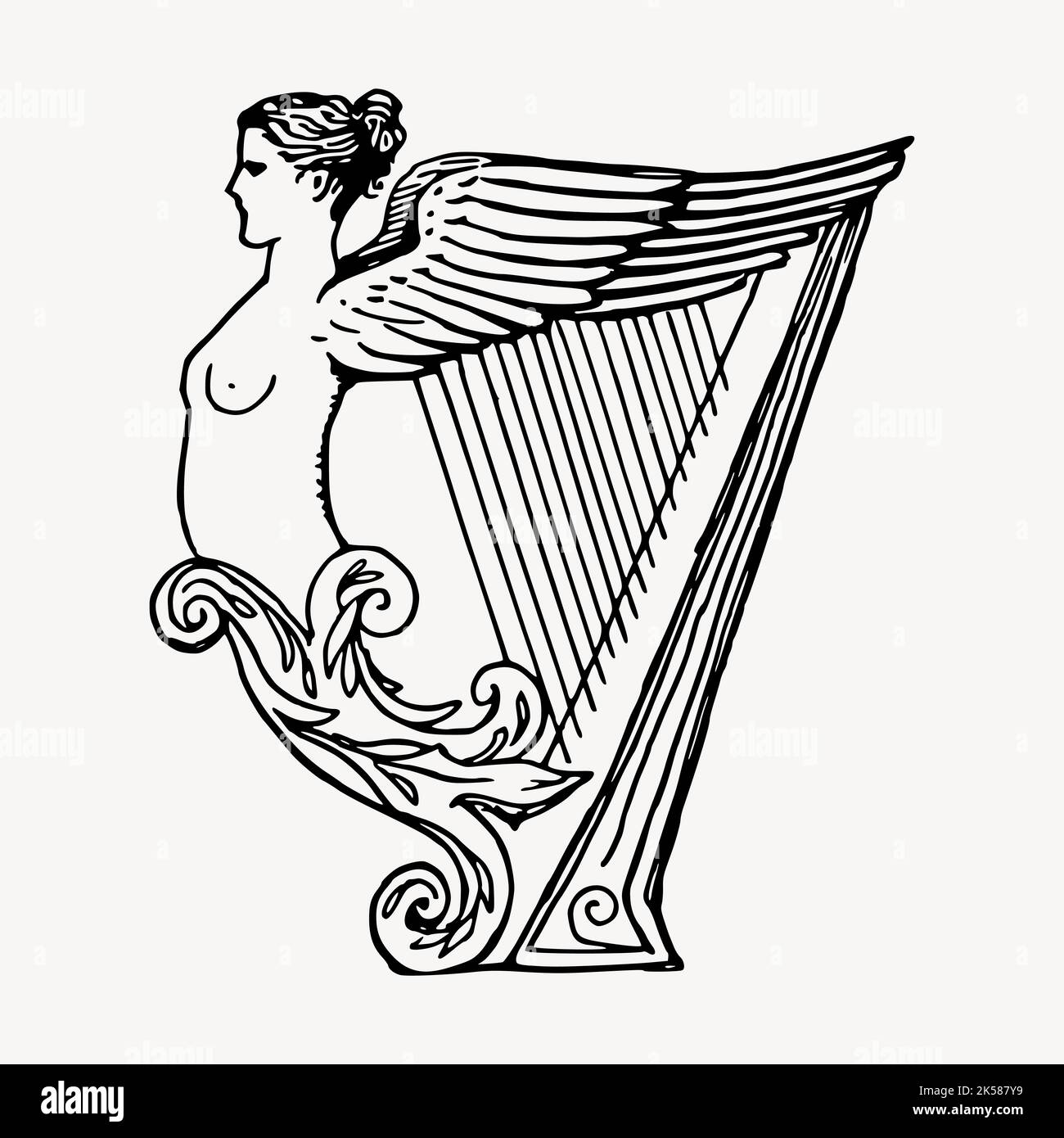 Angel harp clipart hi-res stock photography and images - Alamy