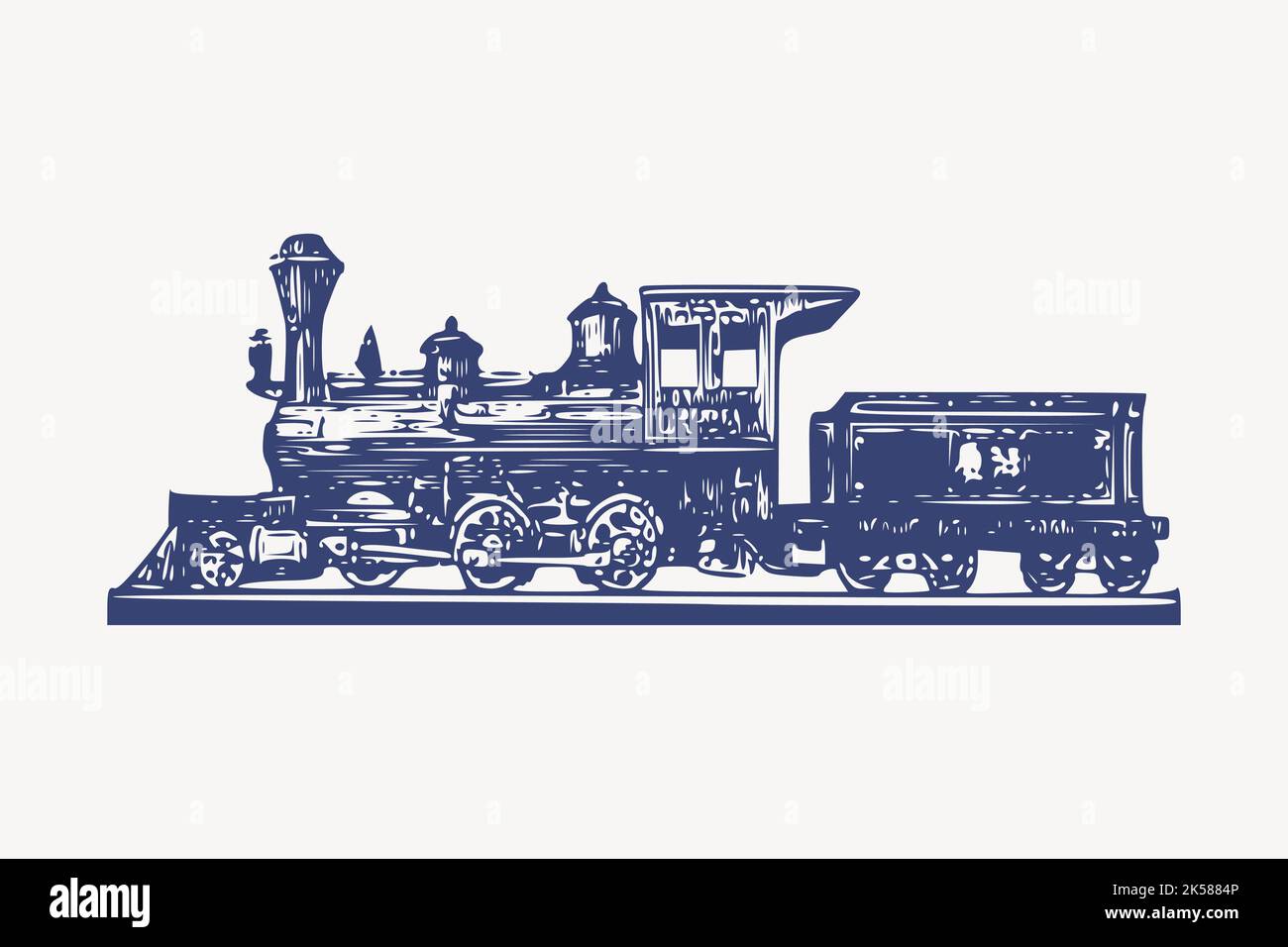 Train locomotive clipart, vintage illustration vector Stock Vector ...