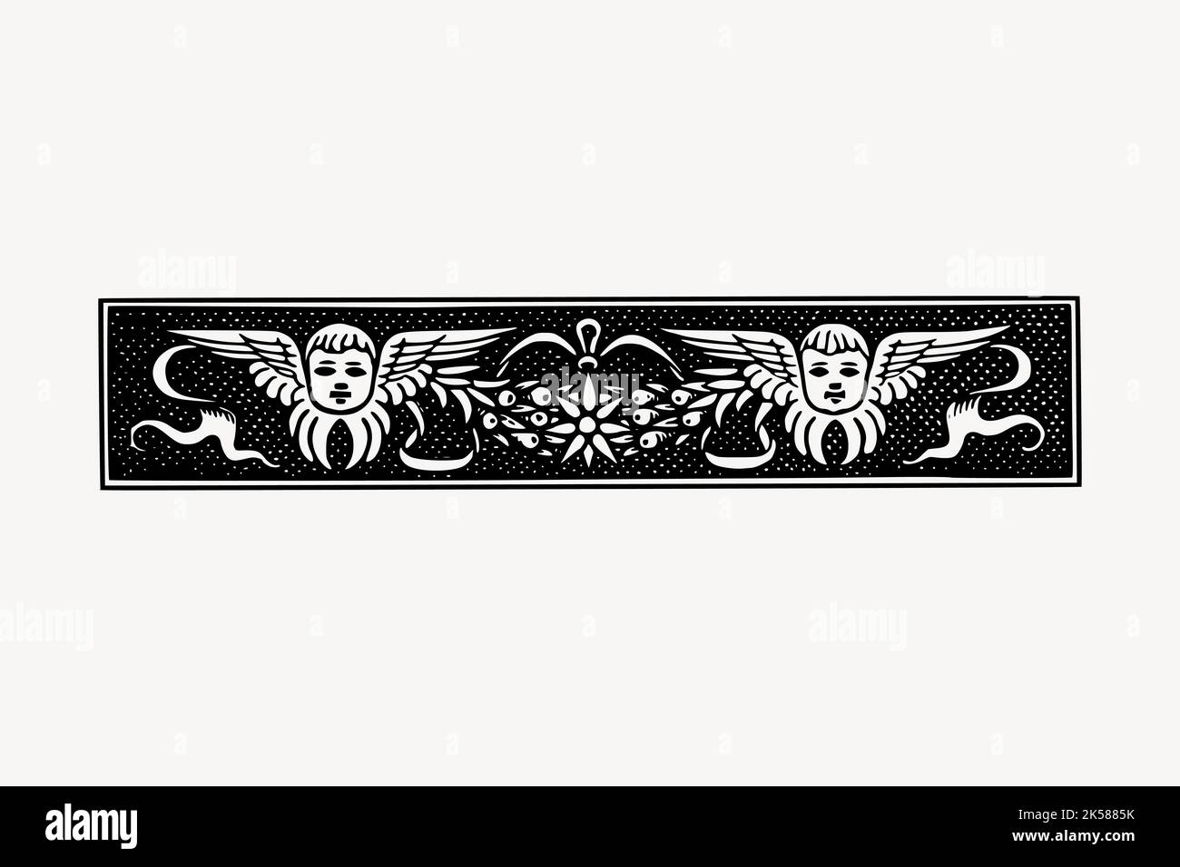 Angel border clipart, vintage illustration vector Stock Vector Image ...