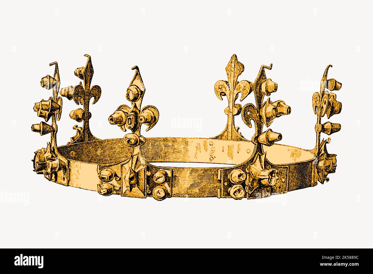 Royal gold crown clipart, vintage illustration vector Stock Vector ...