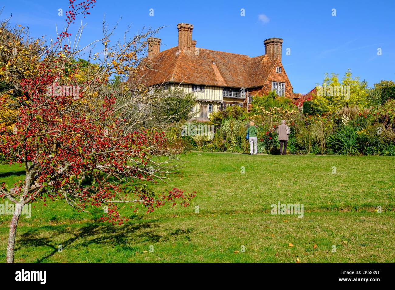 Autumn colour Great Dixter house and garden, East Sussex, UK Stock ...