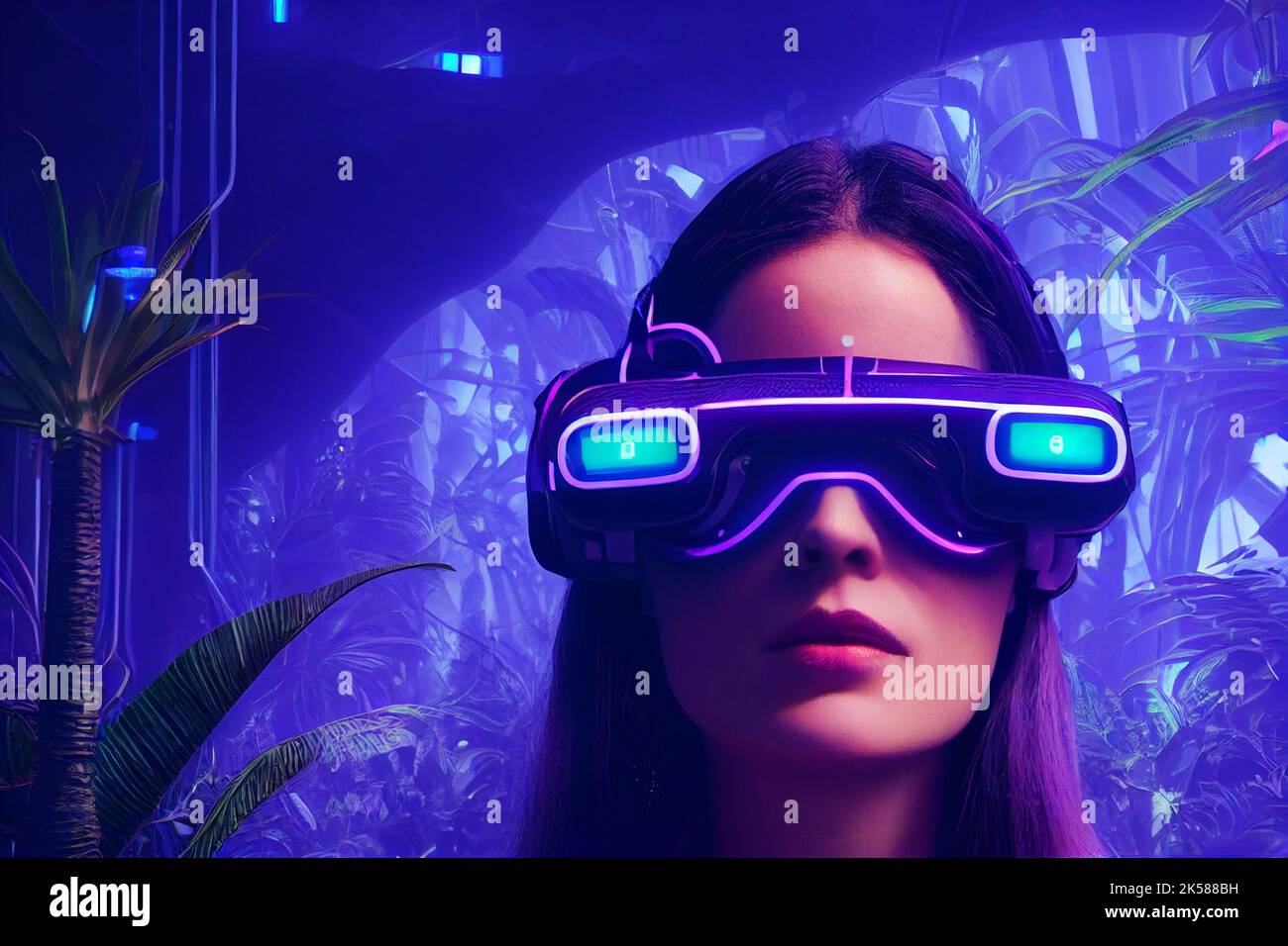 Woman Wearing Virtual Reality Glasses Vr Headset Virtual Reality