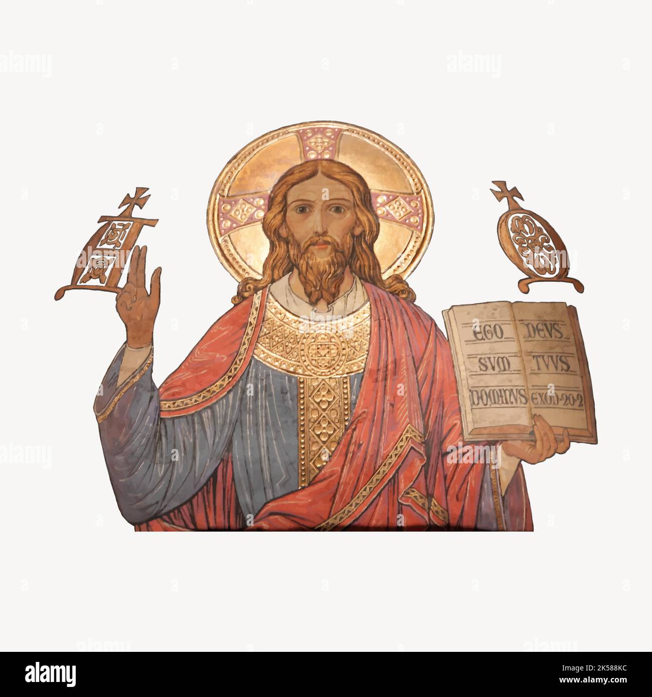 Jesus Christ clipart, vintage illustration vector Stock Vector Image ...