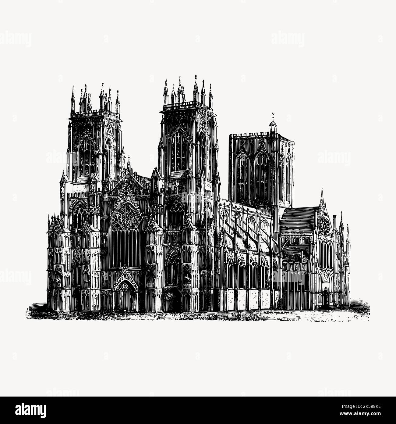 York cathedral clipart, vintage illustration vector Stock Vector Image ...