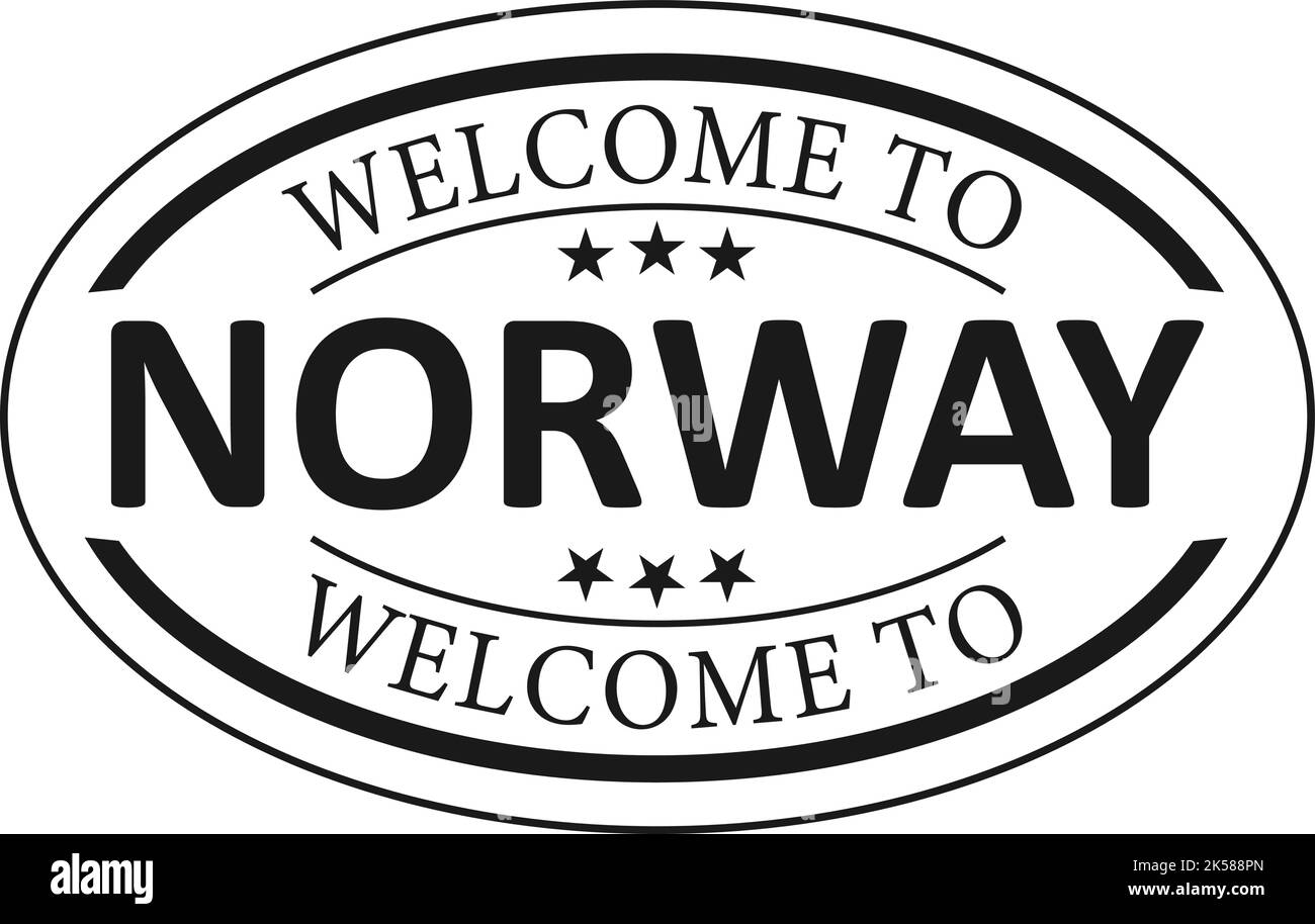 Welcome to Norway blue black rubber stamp illustration vector on white ...