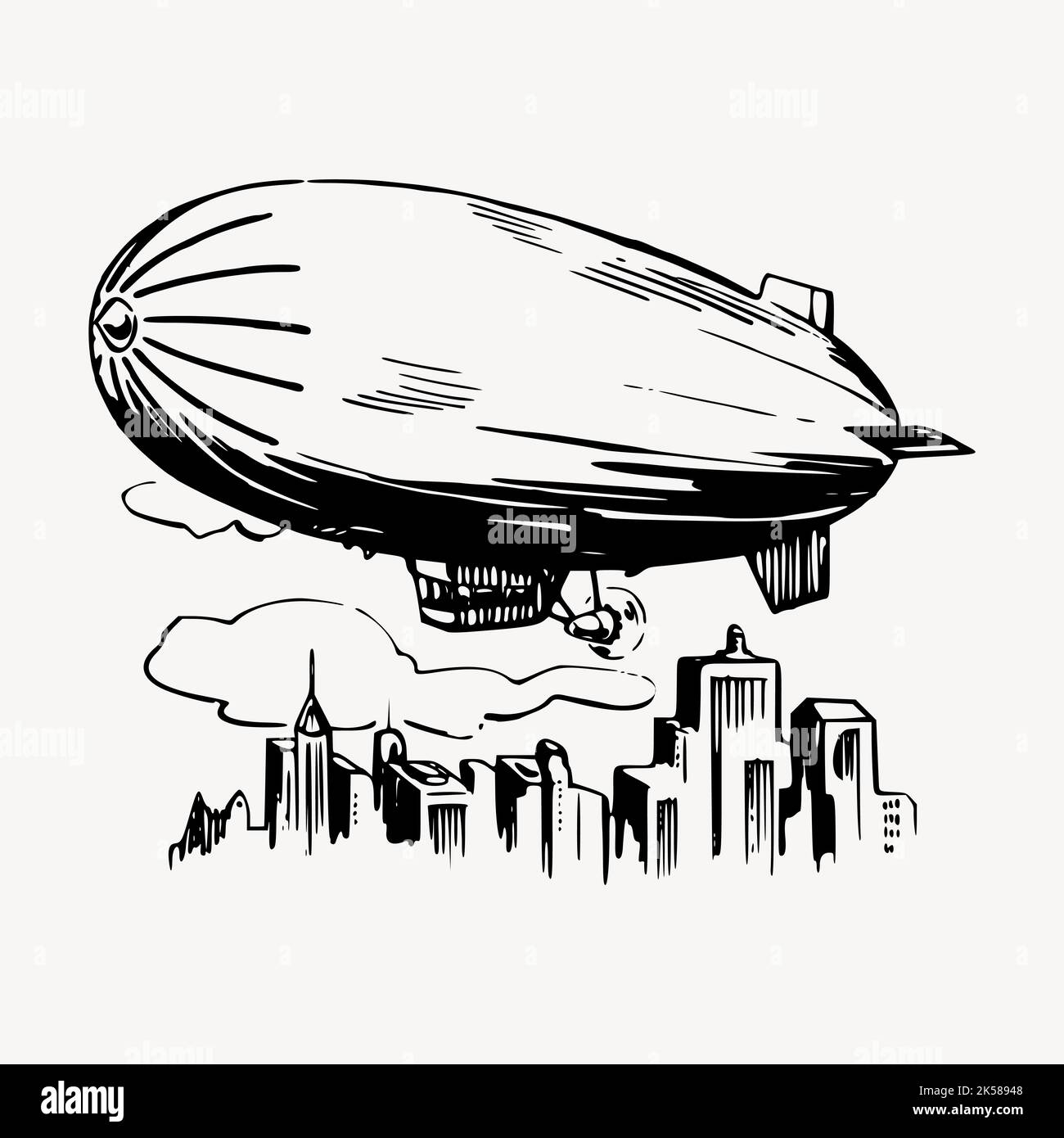 Blimp airship clipart, vintage illustration vector Stock Vector Image ...