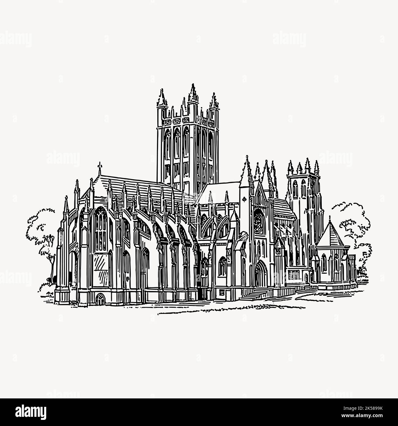 Gothic cathedral clipart, vintage illustration vector Stock Vector ...