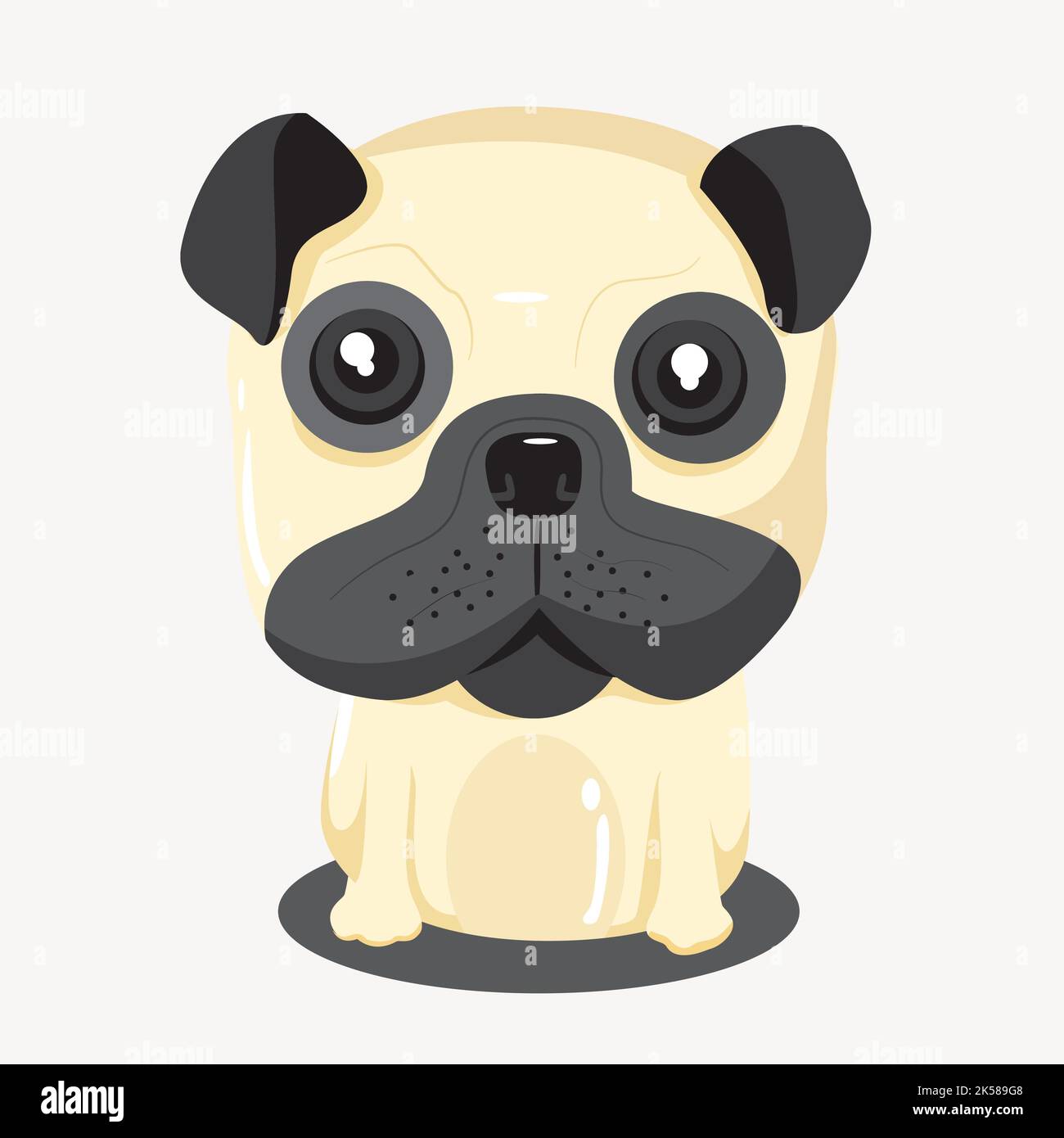 Cute pug dog clipart, animal illustration vector Stock Vector Image ...
