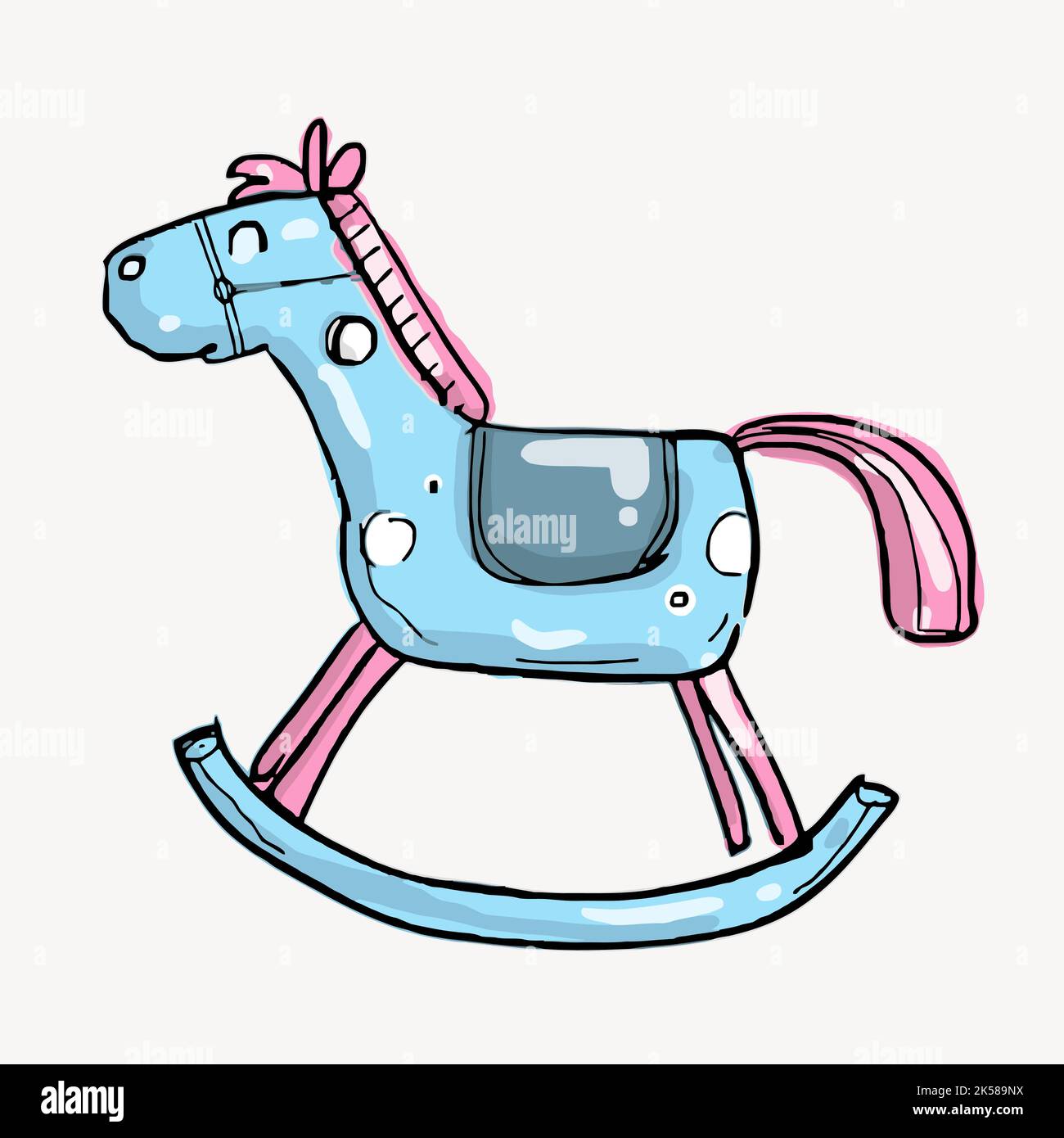 Cute rocking horse doodle, toy illustration vector Stock Vector Image ...