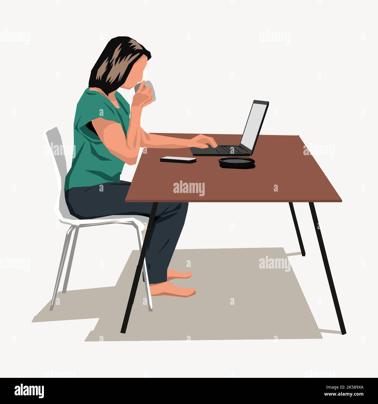 Working from home clipart, illustration vector Stock Vector Image & Art ...