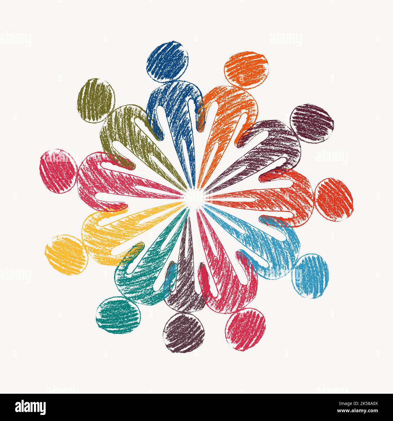 Colorful teamwork wheel doodle, illustration vector Stock Vector Image ...