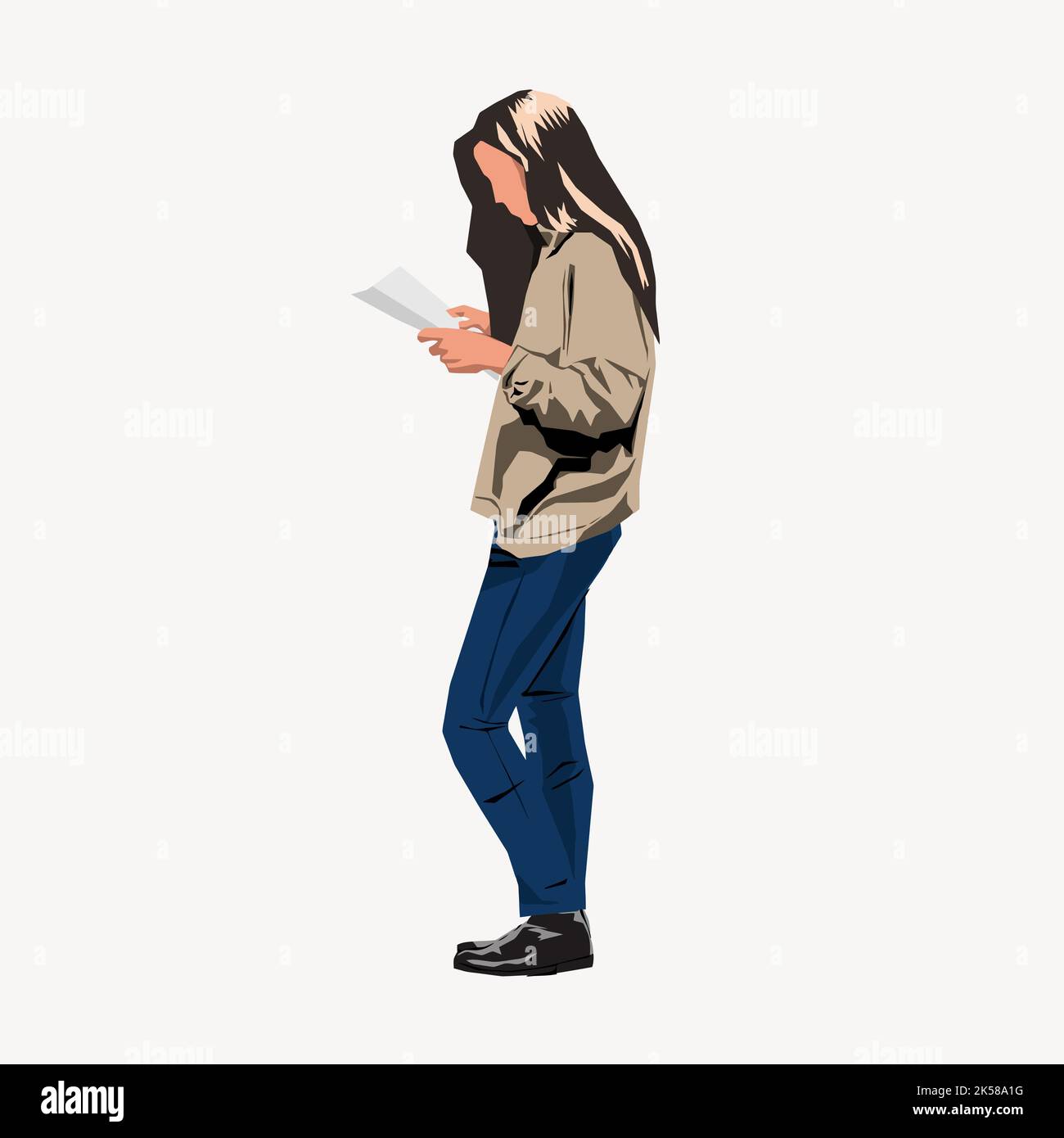 Woman reading paper clipart, illustration vector Stock Vector Image ...