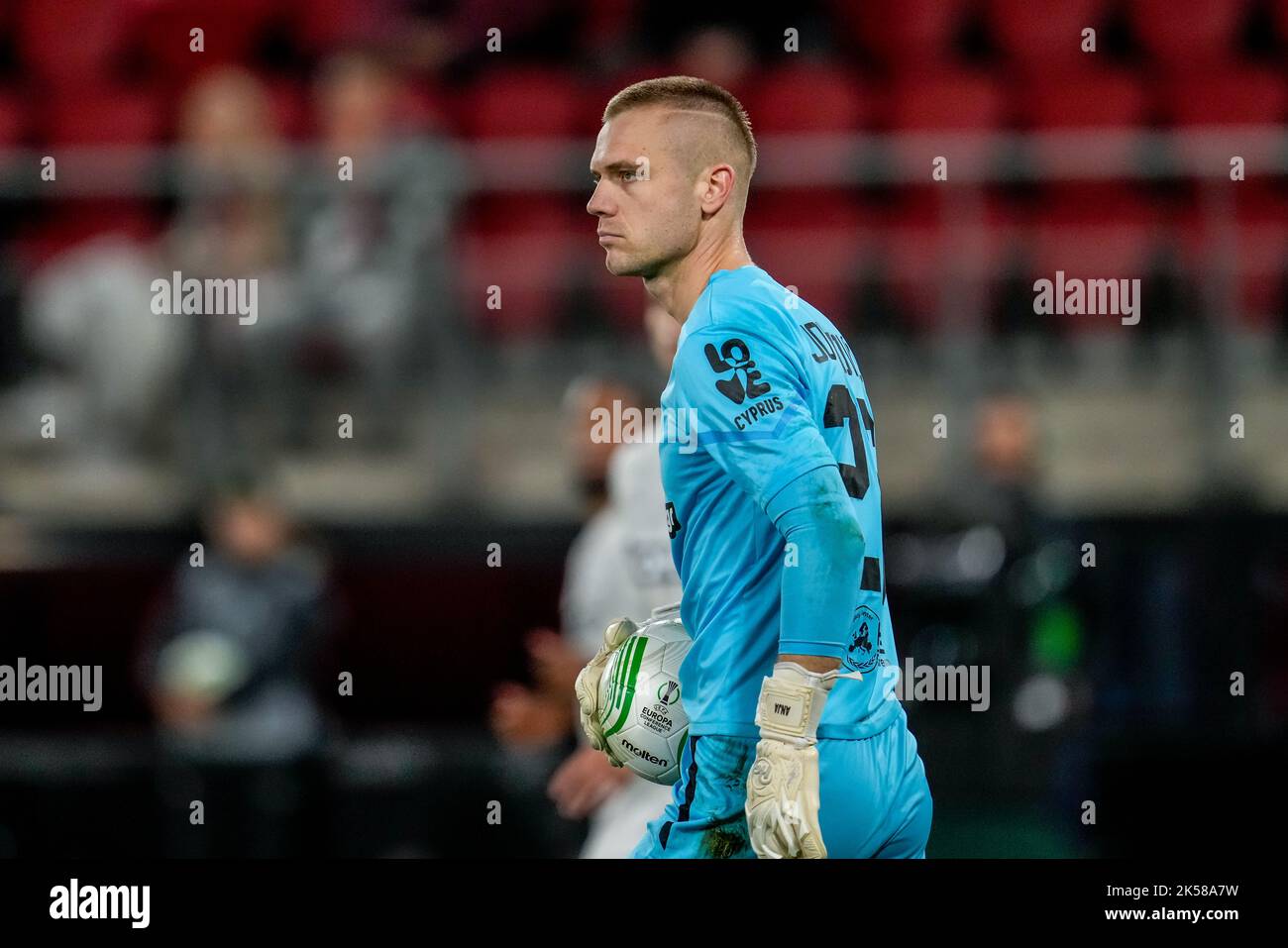 ALKMAAR, NETHERLANDS - OCTOBER 6: goalkeeper Aleksandar Jovanovic of Apollon during the UEFA ...