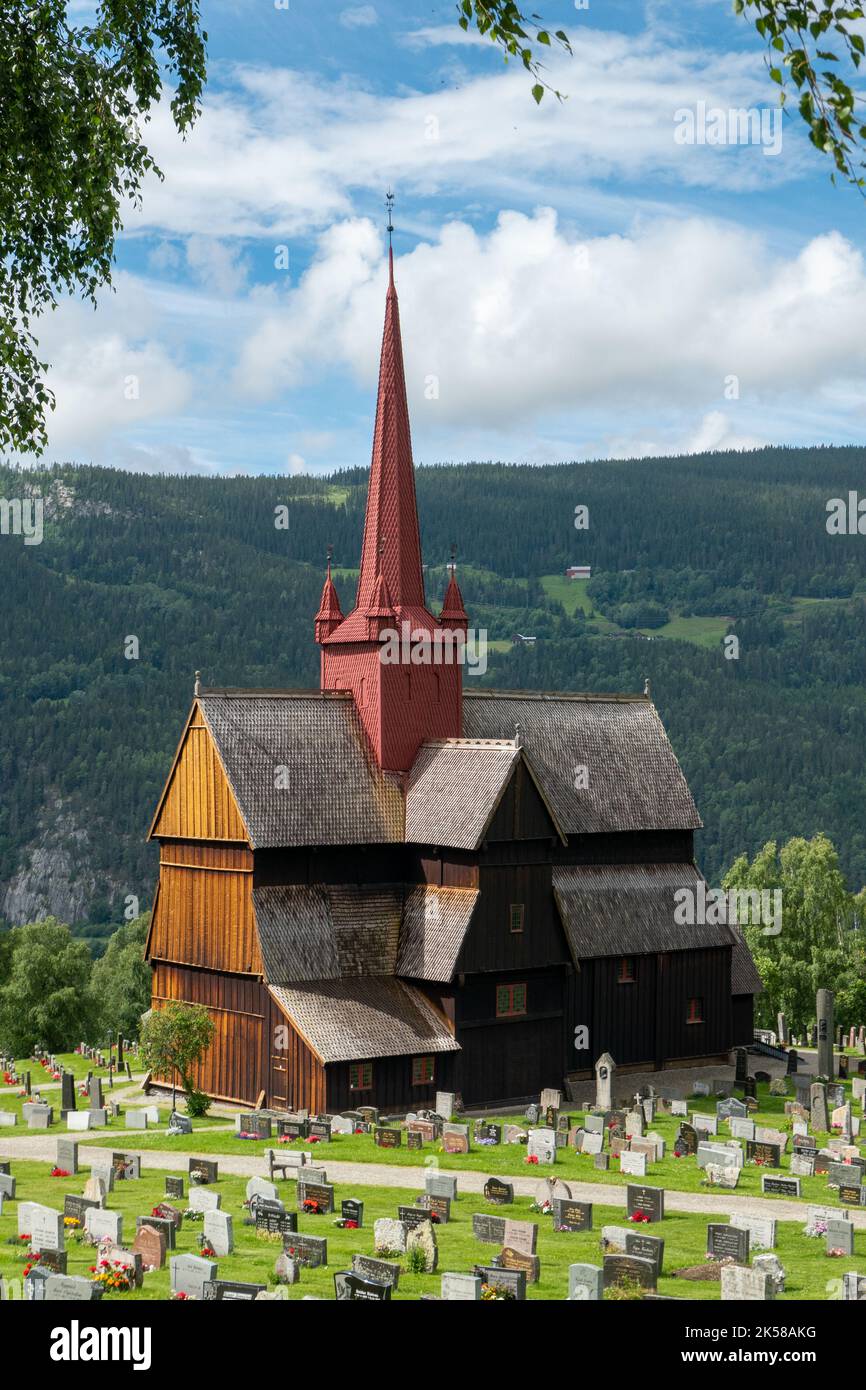 famous wooden Stave Church of Ringebu in Norway Stock Photo - Alamy