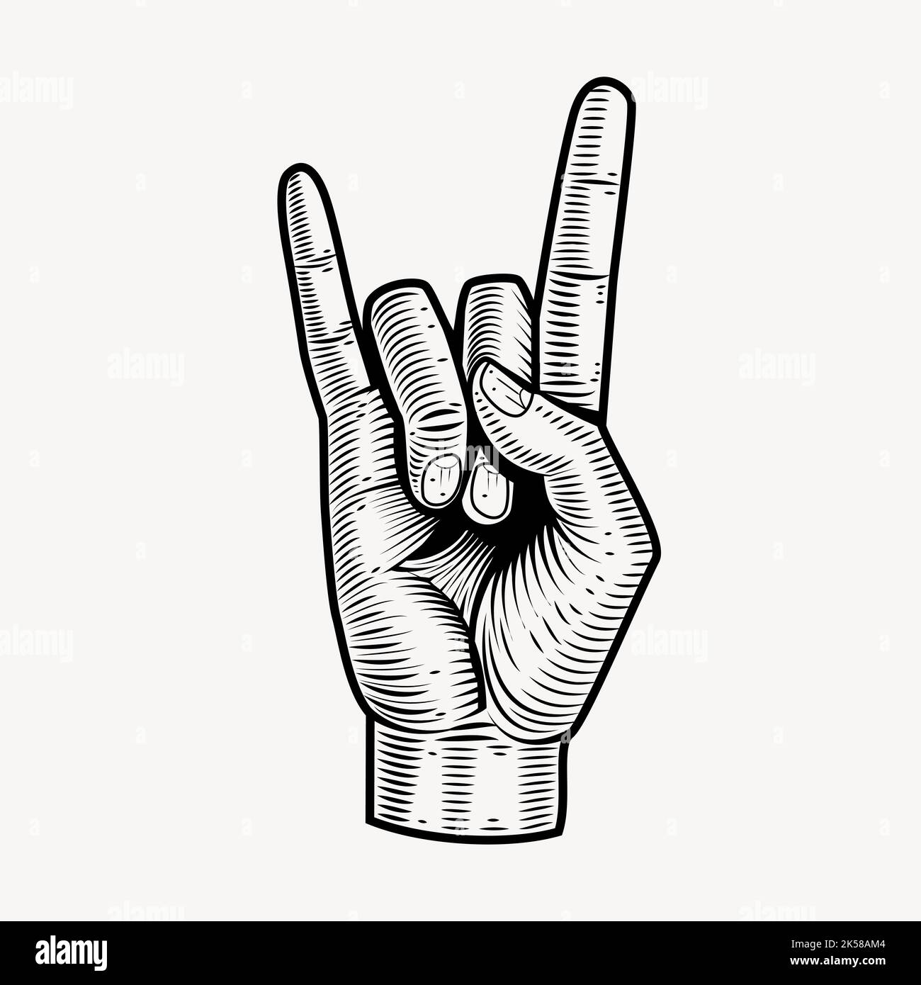 Rock hand sign hand drawn, illustration vector Stock Vector Image & Art ...