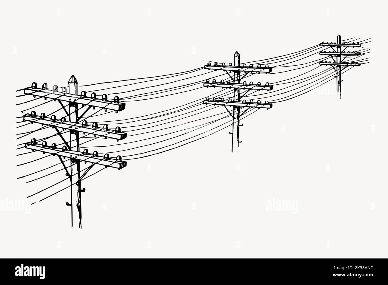 Power lines border drawing, white background vector Stock Vector Image ...