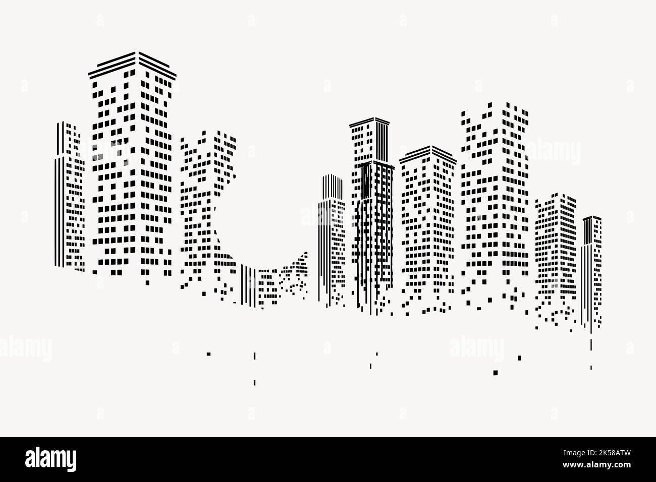 Abstract city skyline border, white background vector Stock Vector ...