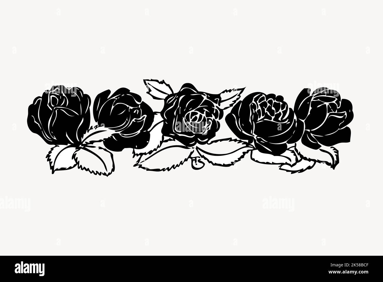 Rose silhouette border, vintage illustration vector Stock Vector Image ...