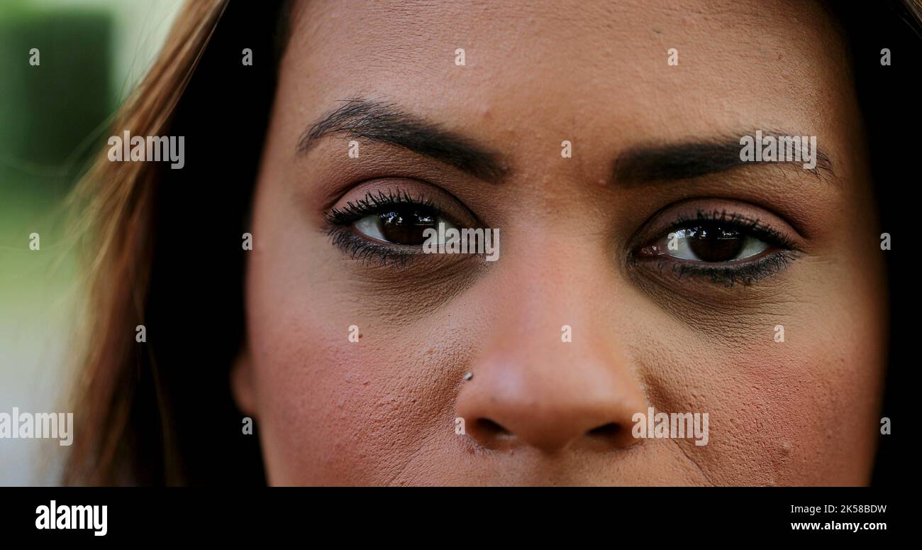 Hispanic latina woman portrait smiling, person opening eyes Stock Photo - Alamy