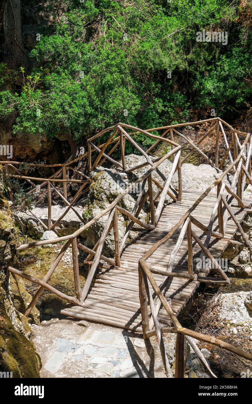 Walking trail in The Valley of Butterflies. The Petaloudes valley ...