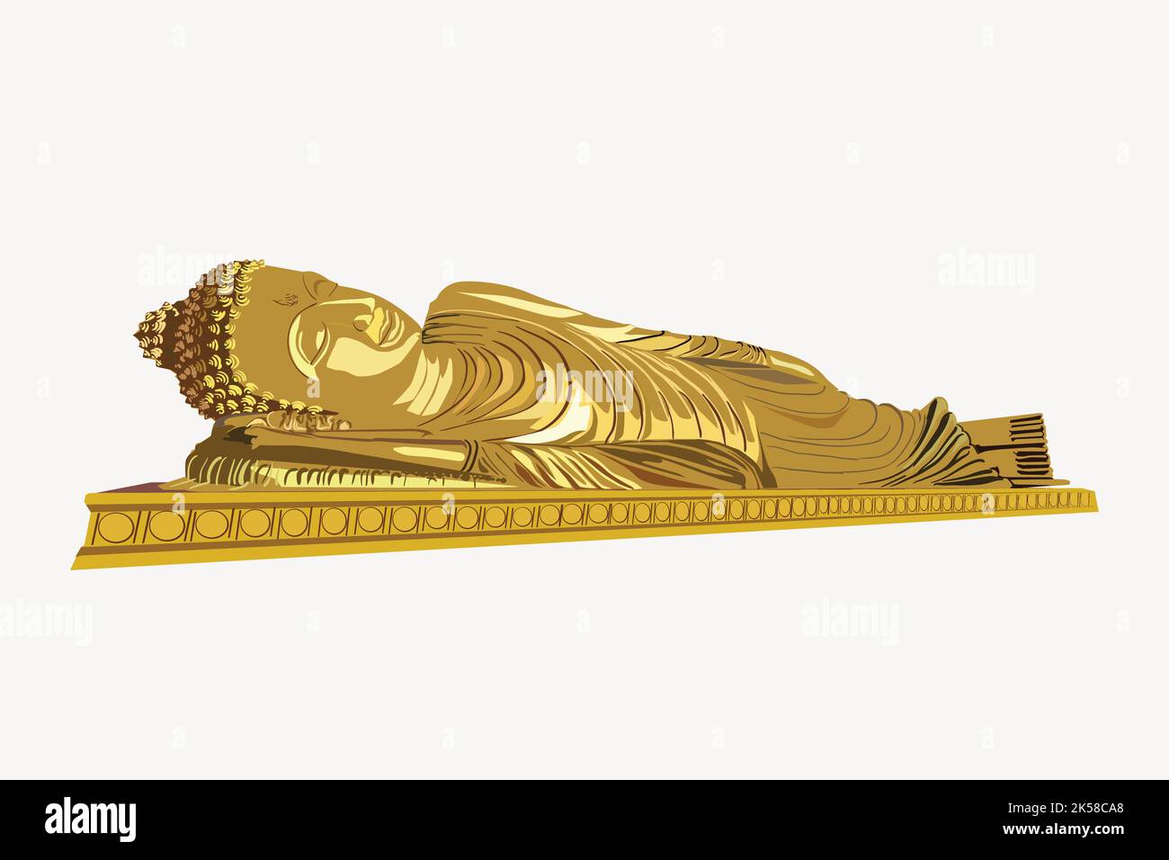 Sleeping Buddha clipart, religious statue illustration vector Stock ...