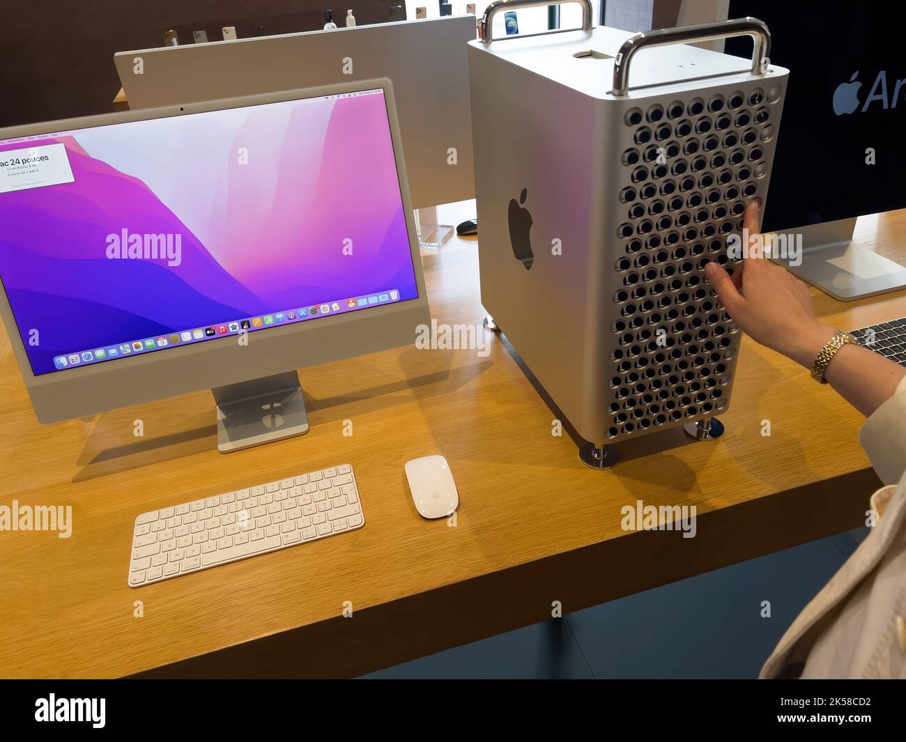Paris, France - Sep 9, 2022: Rear view of woman touching the ...