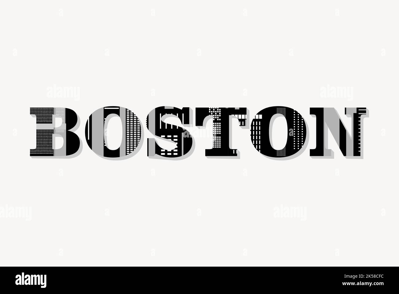 Boston typography background, city silhouette illustration vector Stock ...