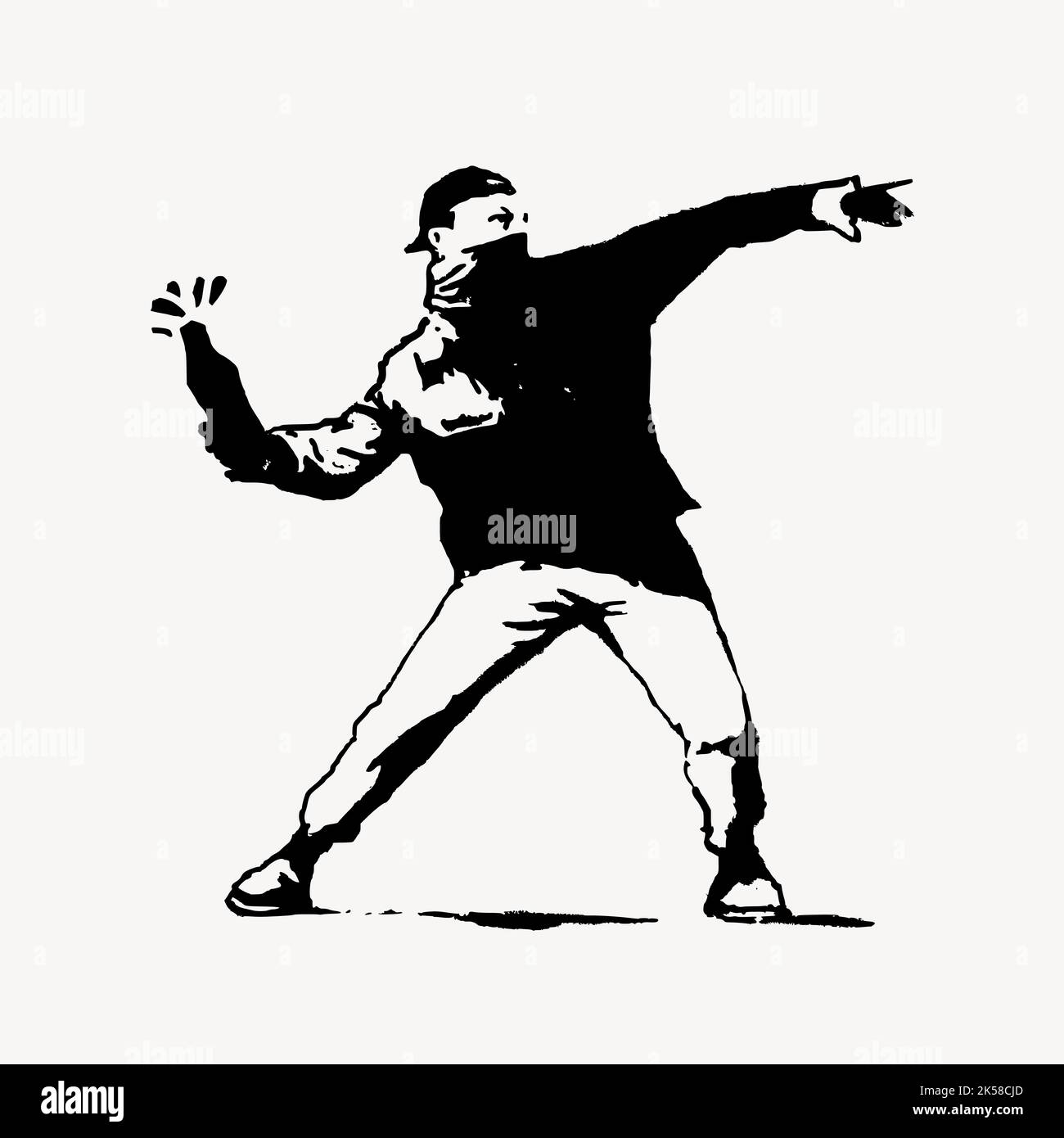 Man throwing molotov cocktail clipart, riot protest illustration vector ...