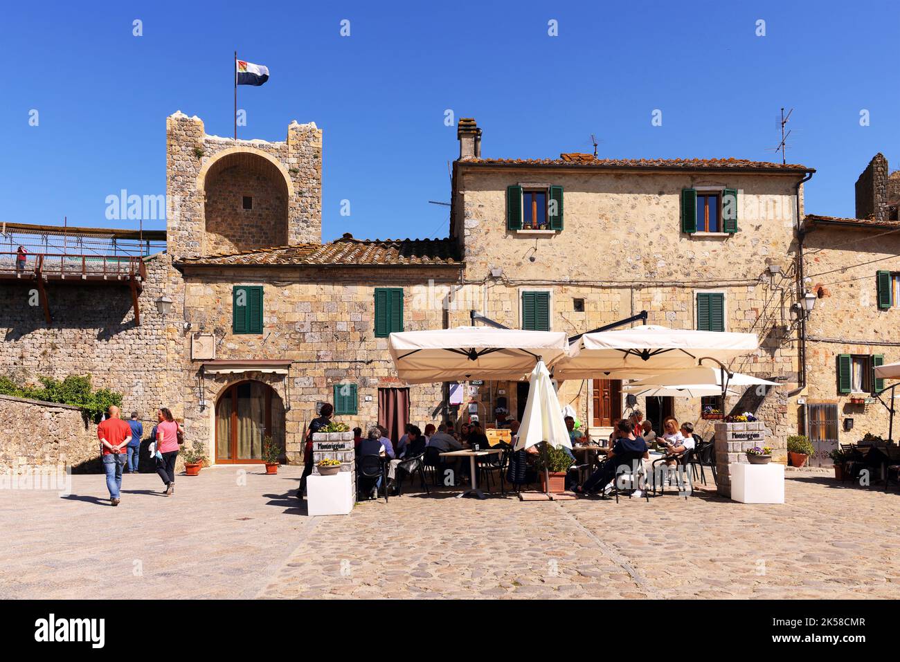 Medieval stone architectural detail in the Tuscan village of ...
