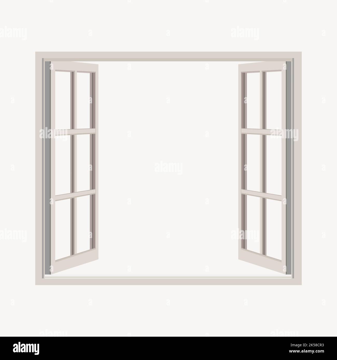 Open windows clipart, architecture illustration vector Stock Vector ...
