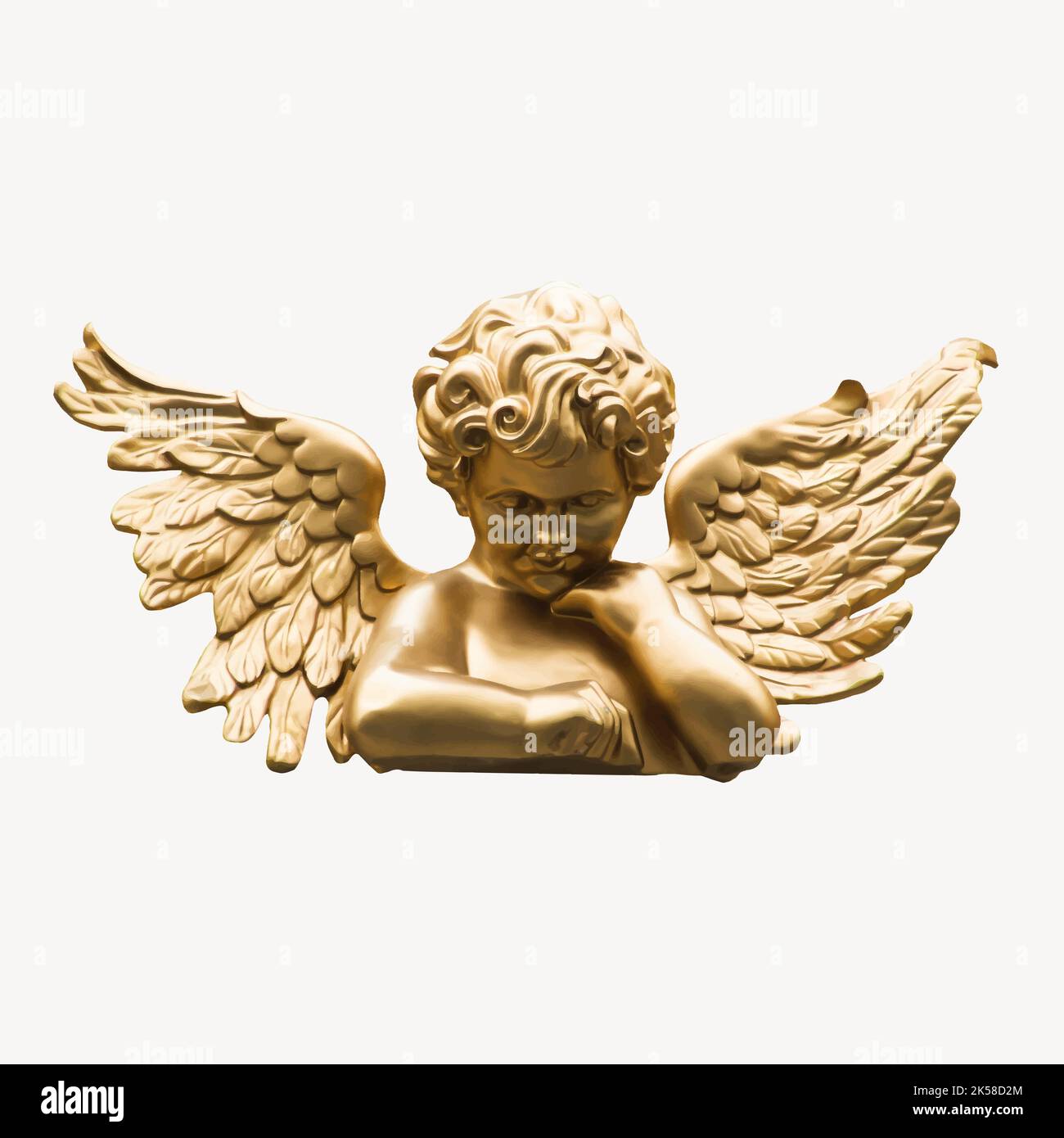 Gold cherub clipart, vintage sculpture vector Stock Vector Image & Art ...