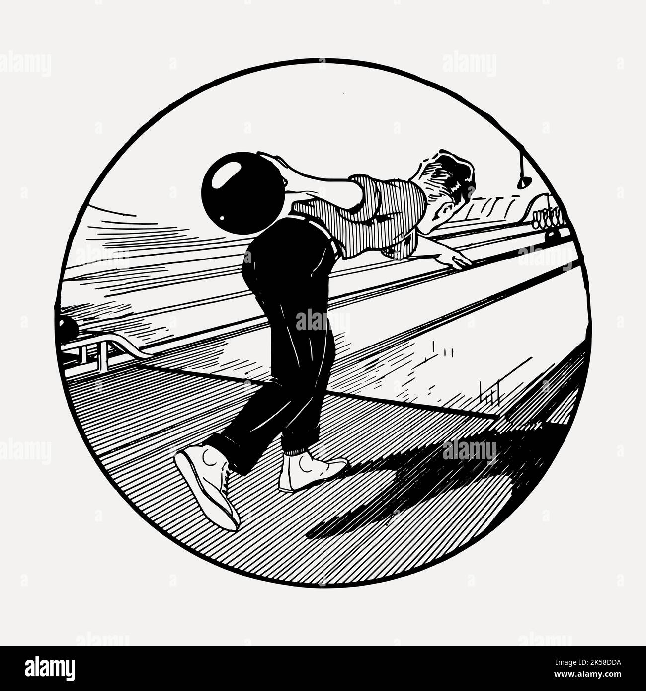 Bowling man hand drawn clipart hi-res stock photography and images - Alamy