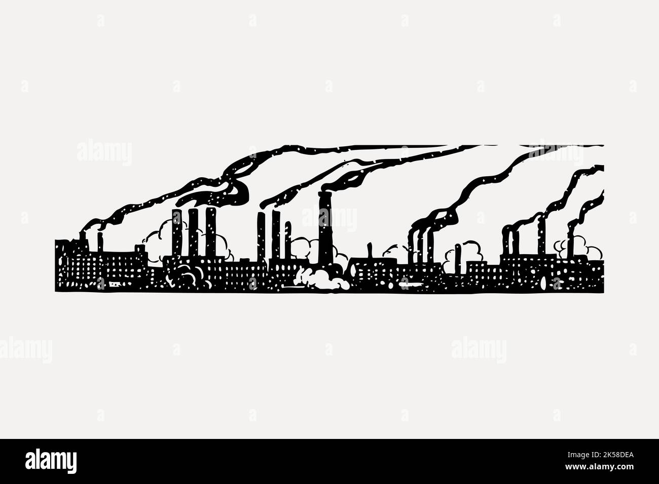 Factory hand drawn clipart, industry pollution illustration vector ...