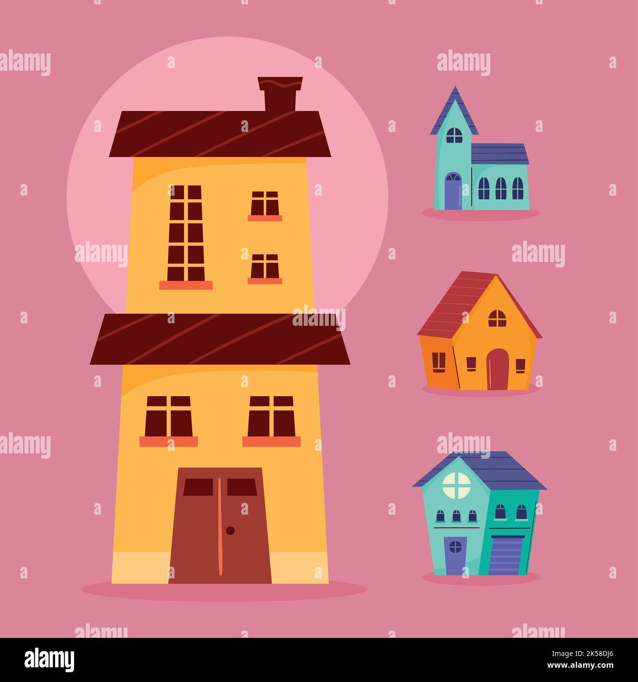 Facades of houses residential buildings Stock Vector Images - Alamy