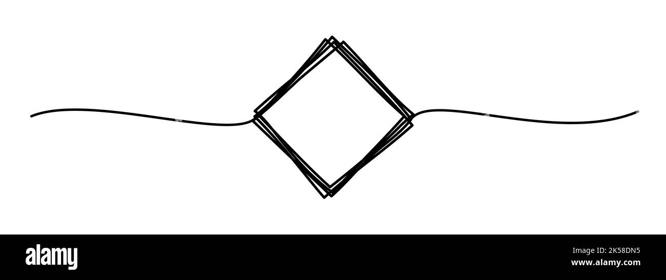 Tangled banner with scribbled square hand drawn with thin line, divider ...
