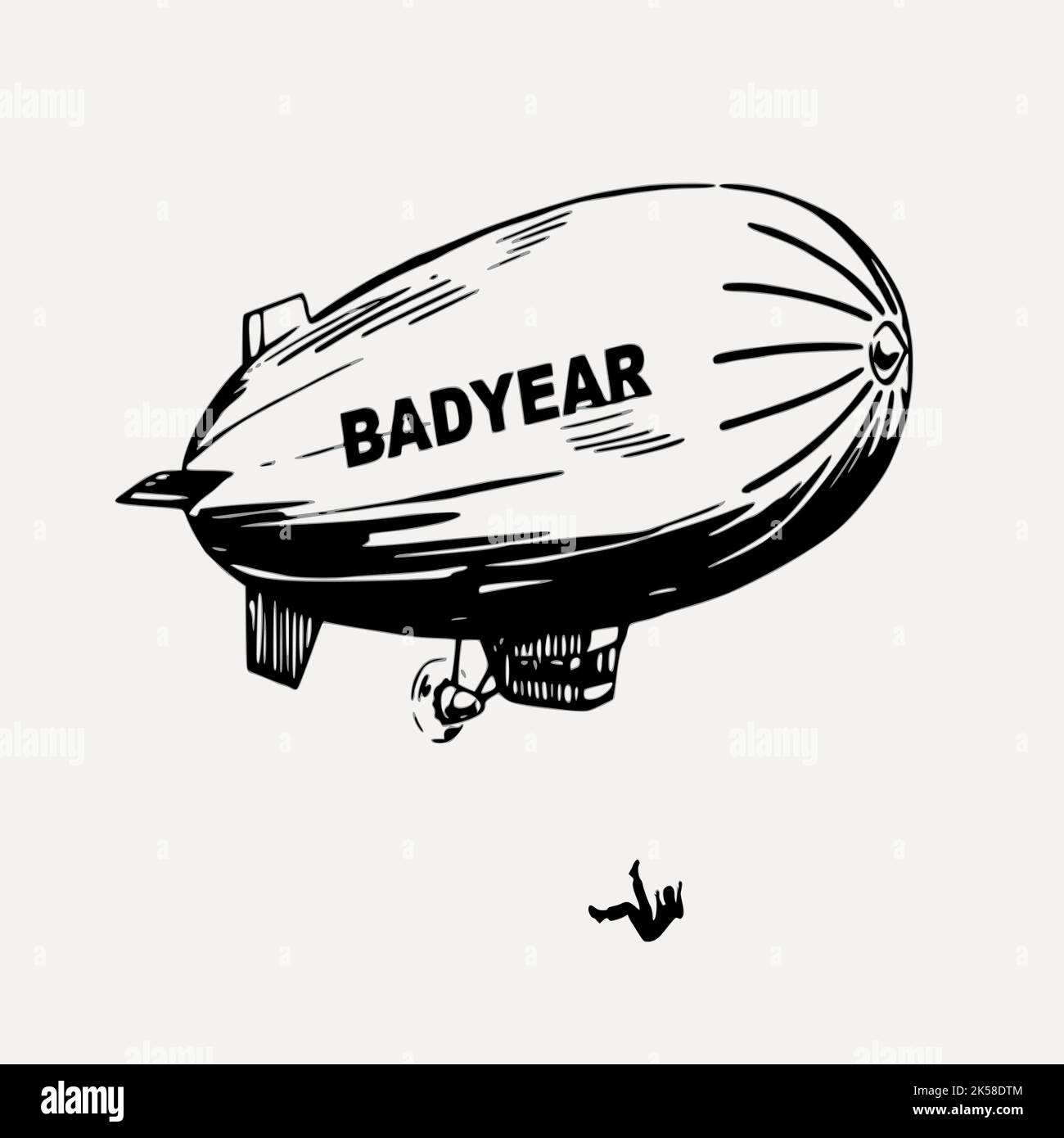 Dirigible balloon hand drawn clipart, airship illustration vector Stock ...