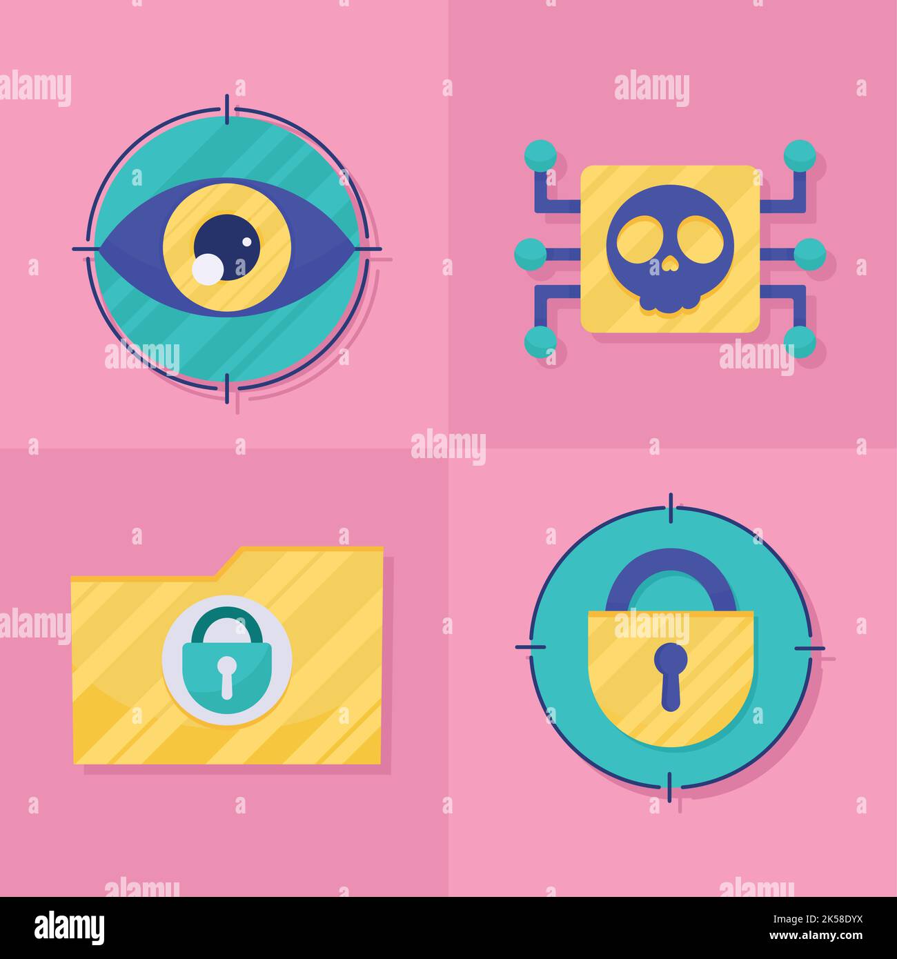 four cyber security set icons Stock Vector Image & Art - Alamy