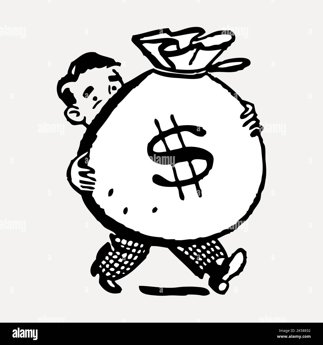 Money bag hand drawn clipart, business illustration vector Stock Vector ...