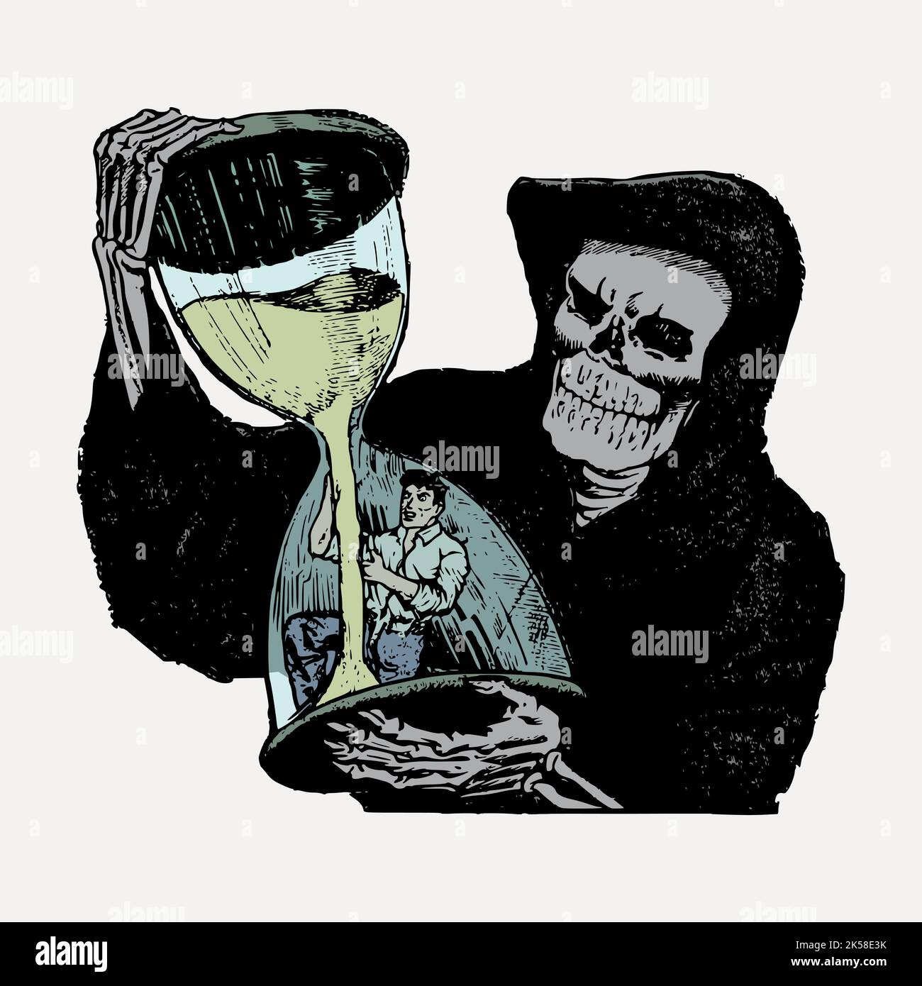 Death hourglass clipart, Grim Reaper illustration vector Stock Vector ...