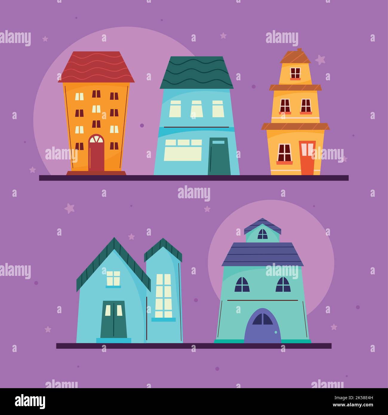 five houses fronts facades icon Stock Vector Image & Art - Alamy